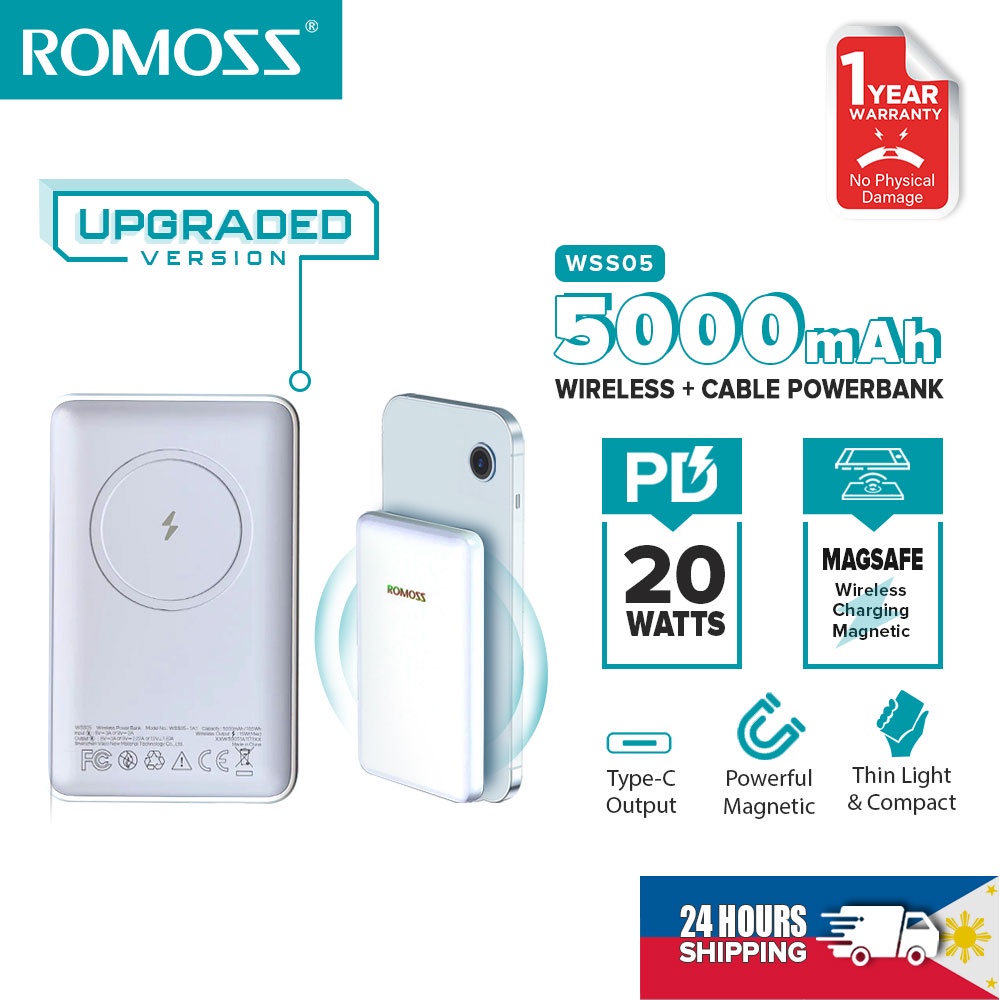 Romoss WSS05 5000mAh PD20W Wireless Power Bank | Shopee Philippines