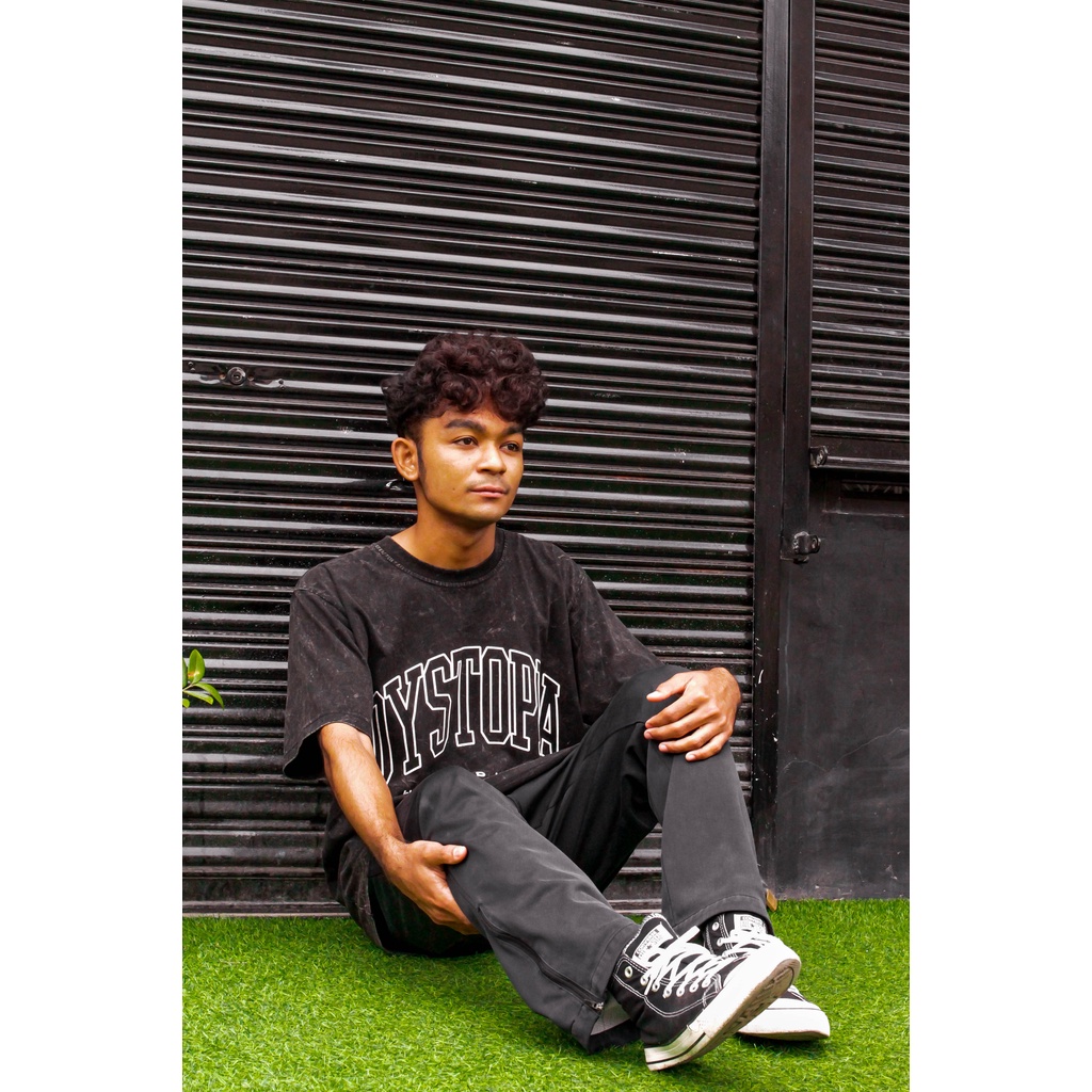 Outline Embossed Acid Washed Oversize Tee "Black" Colorway | Shopee ...