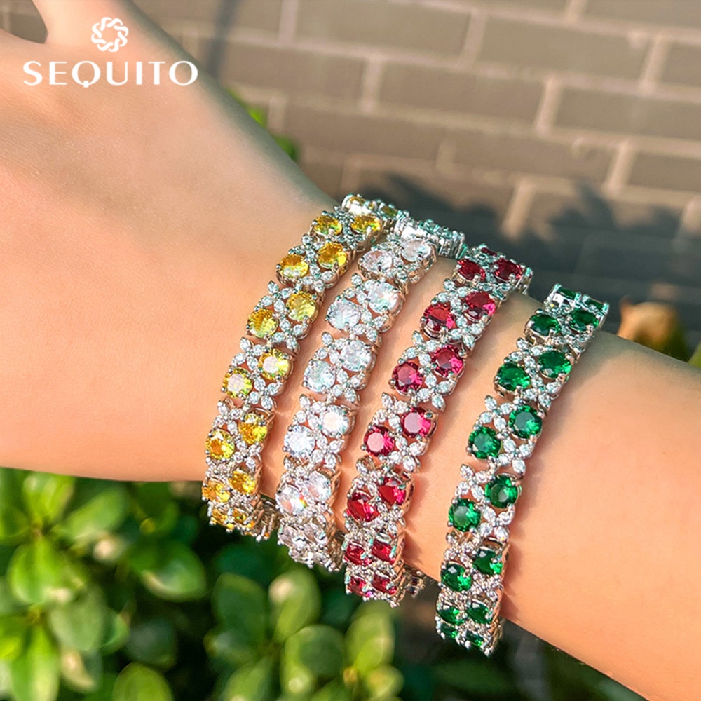 SEQUITO Valuable Women Jewelry Dazzling Silver Plated Full Pave Multi ...