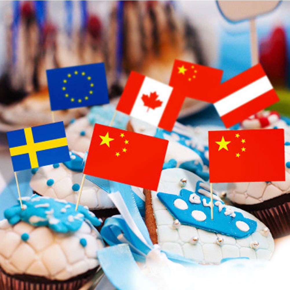 [READY STOCK] 50 Pcs Hand Held Flag Food Decor Cake Toppers National ...
