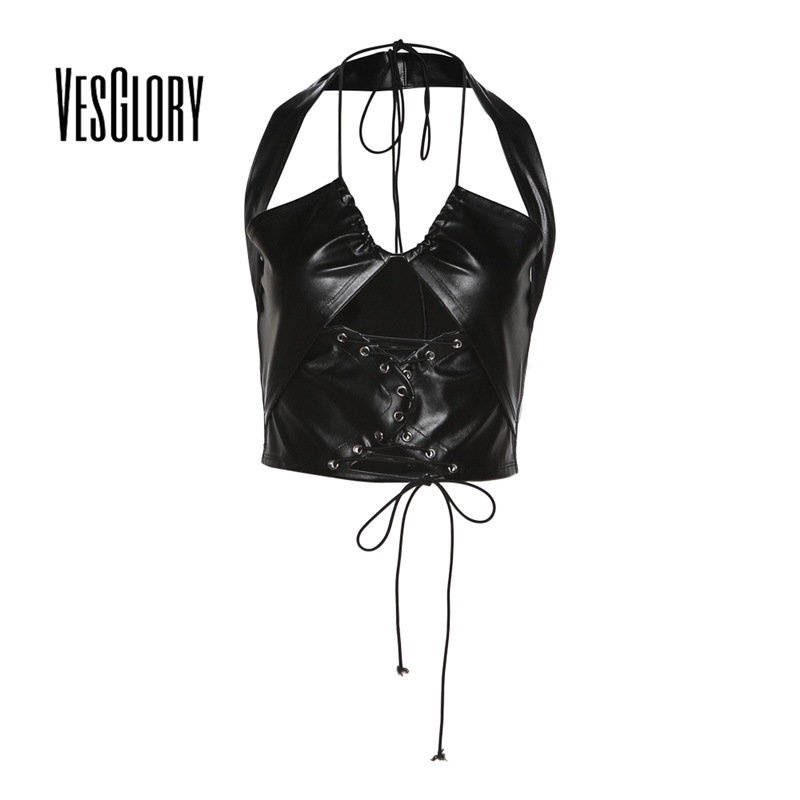 VesGlory Women's Fashion V-neck Solid Color Sexy Hanging Backless Slim ...