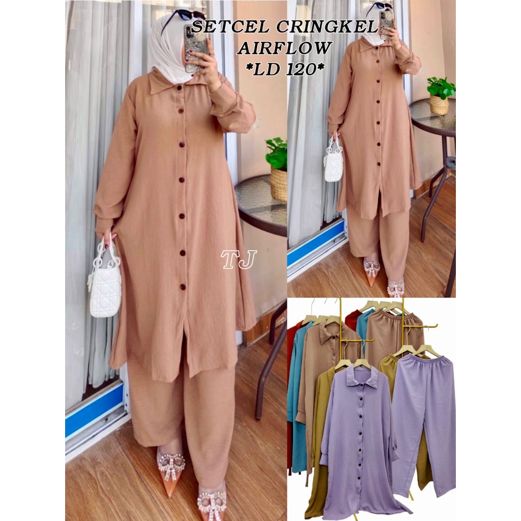 Tunic and Pants Suit (GUARANTEED, ORIGINAL PHOTO) Women's Crinkle ...