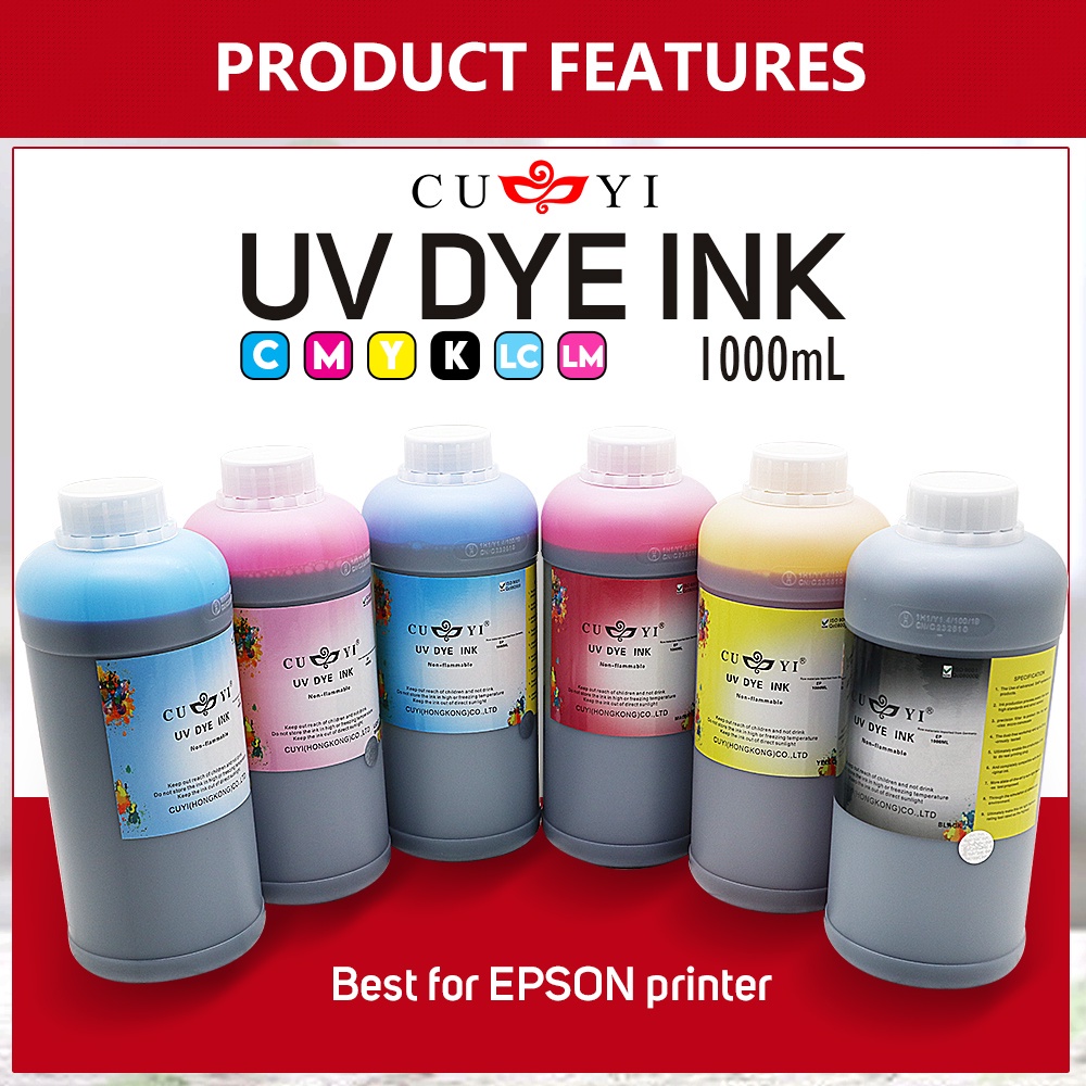 (Clearance Price!!!) 1pcs 1000ml CUYI Dye Ink for Inkjet Printer (CANON | EPSON ) 6color bottle ...