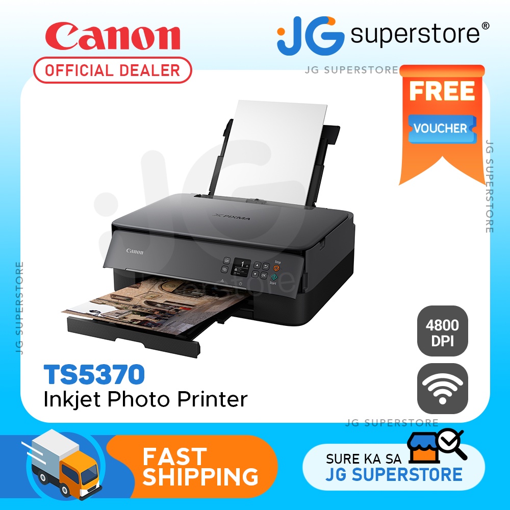 Canon PIXMA TS5370 3-in-1 Color Inkjet Printer with Print, Scan & Copy ...