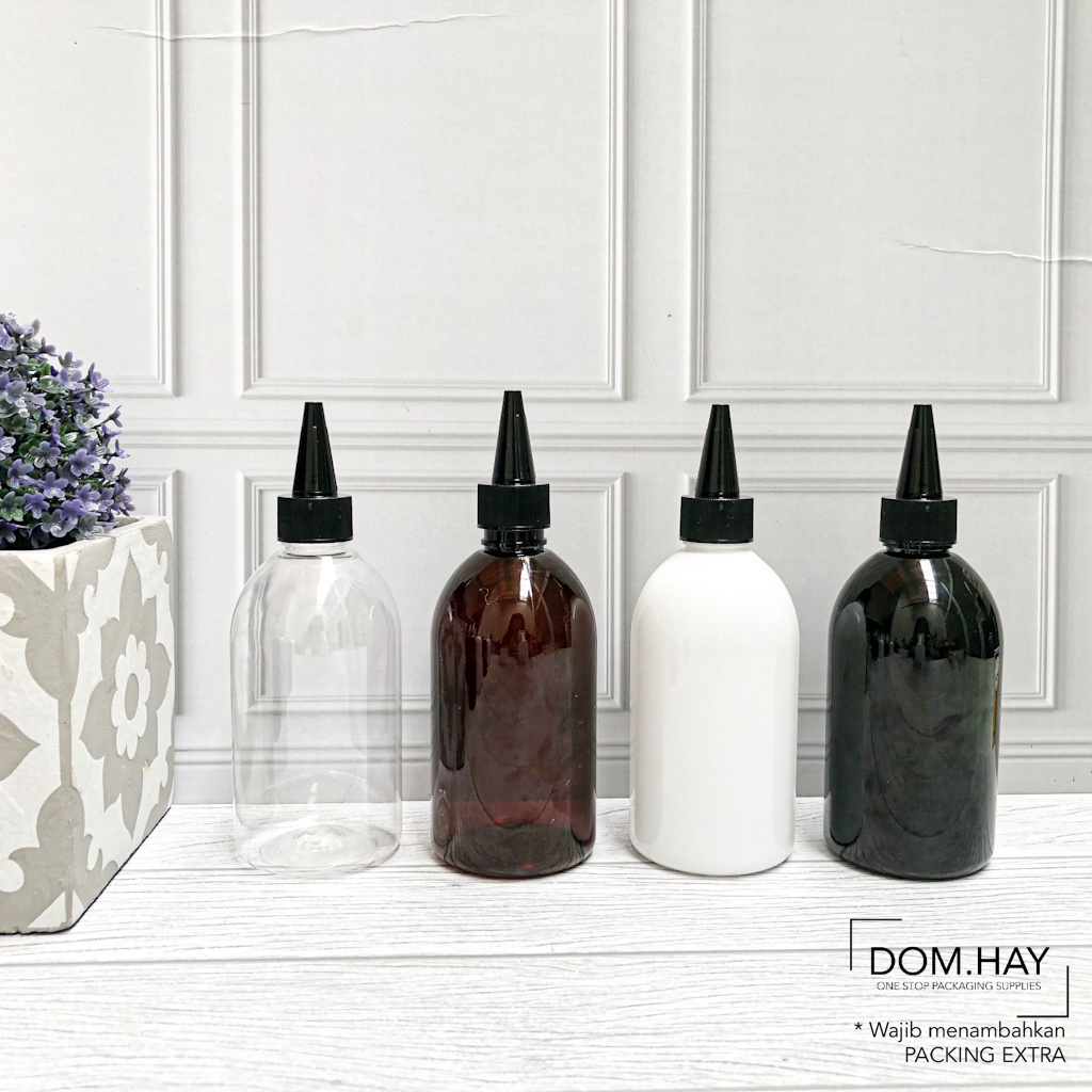 HITAM 250ml Oval Black Cone Ink Bottle PET Plastic Pointed Tip Bottle ...