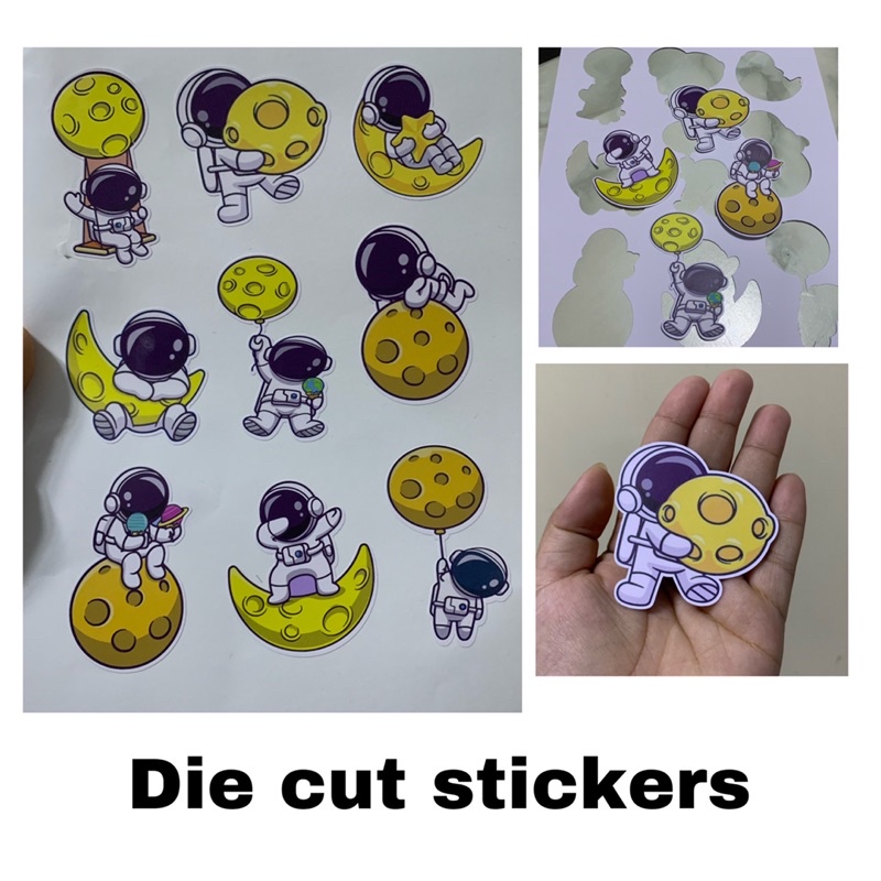 Astronaut to the moon Die cut waterproof sticker Set | Shopee Philippines