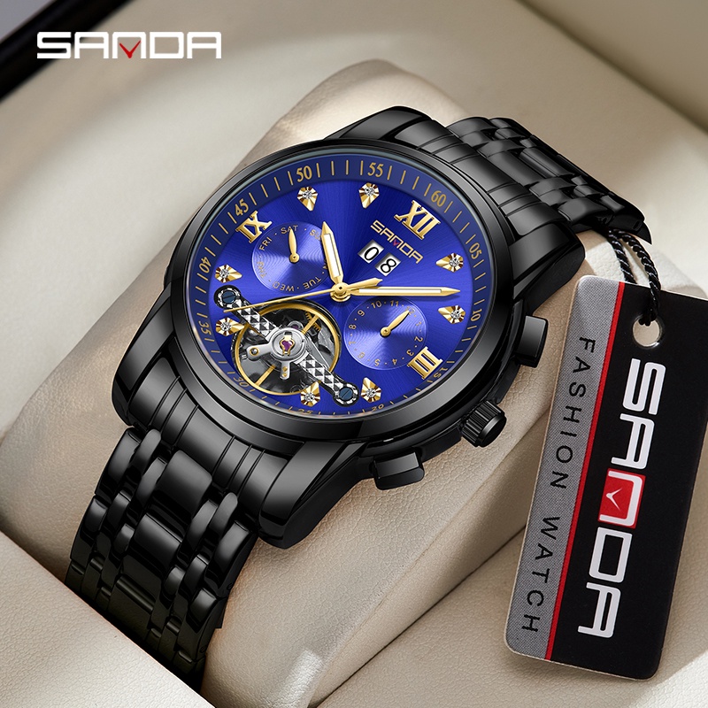 SANDA Official Fully Automatic Mechanical Steel Band Watch Fashion ...