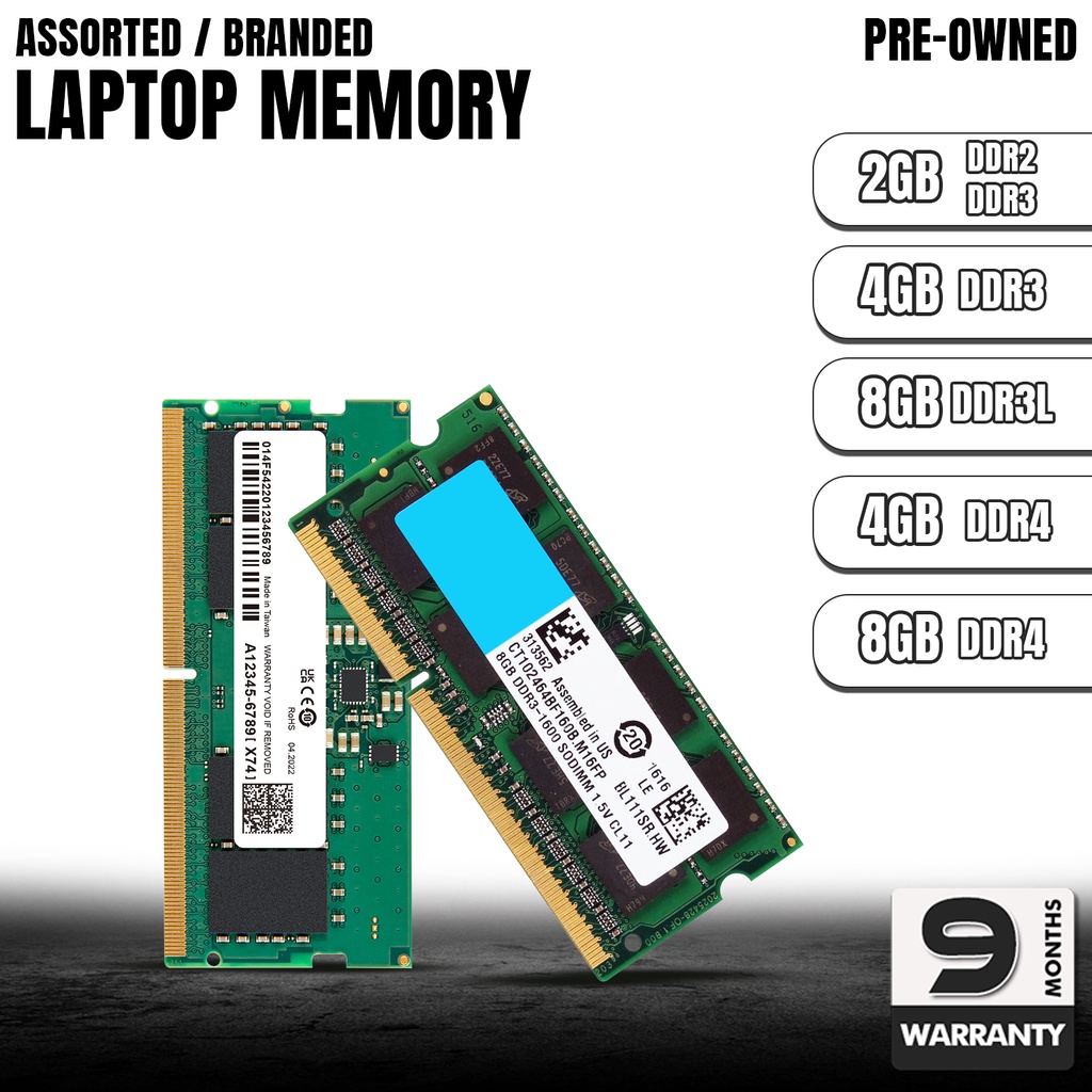 Laptop Memory 2gb 4gb 8gb 16gb DDR2 DDR3 DDR4 Type | Shopee Philippines