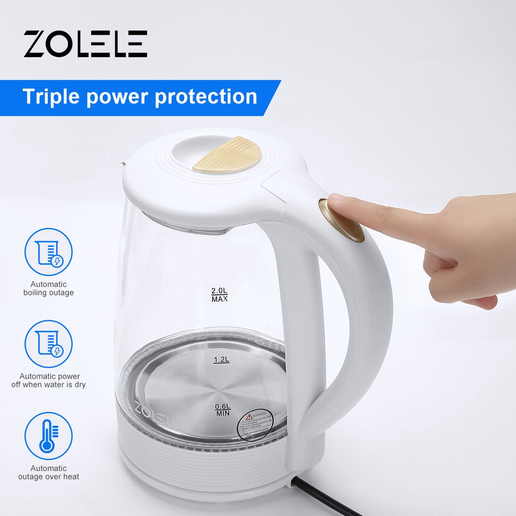 Zolele Electric Water Kettle High Power Anti Scalding Heat Lnsulation ...