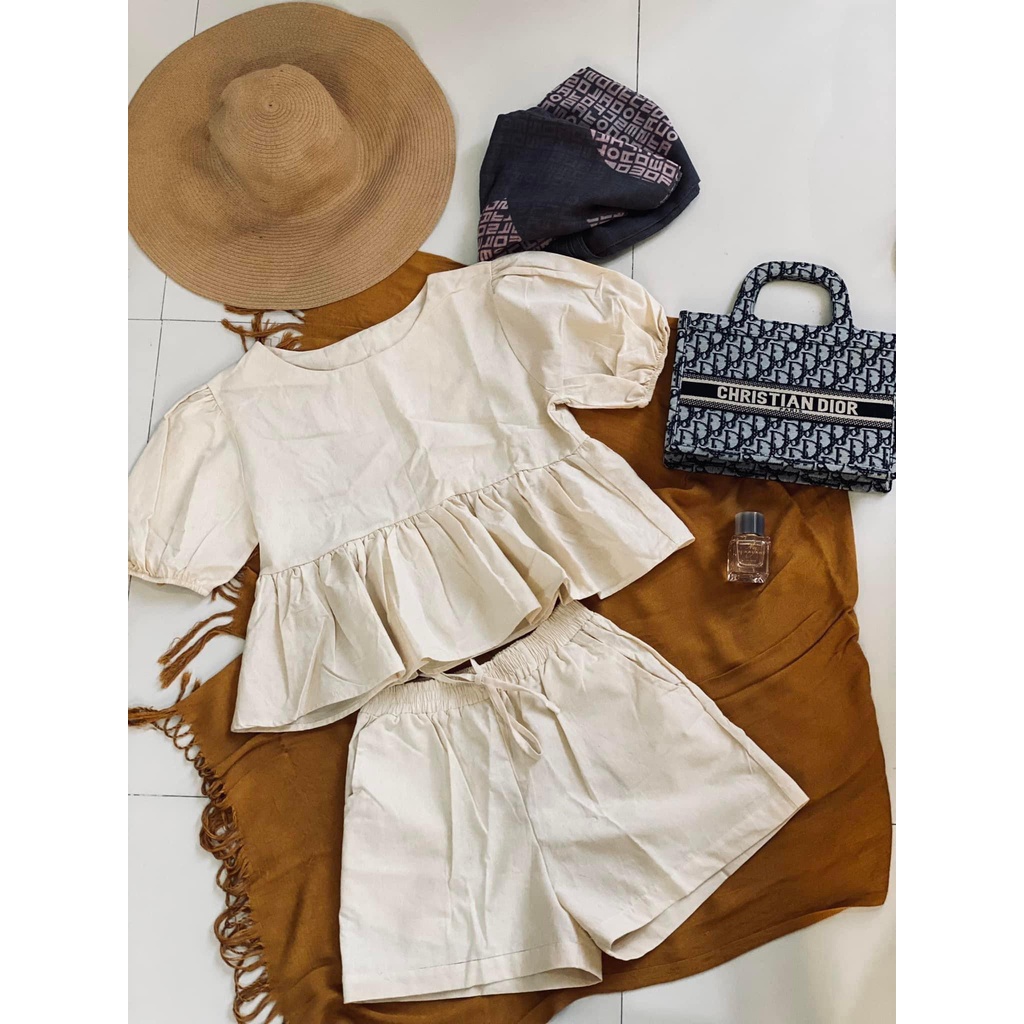 cotton linen coord cream color | Shopee Philippines