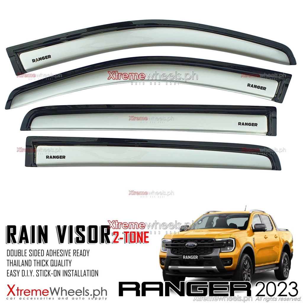 Ranger XL XLT XLS WILDTRAK 2023 - 2025 Silver Black Door Visor Two Tone ...