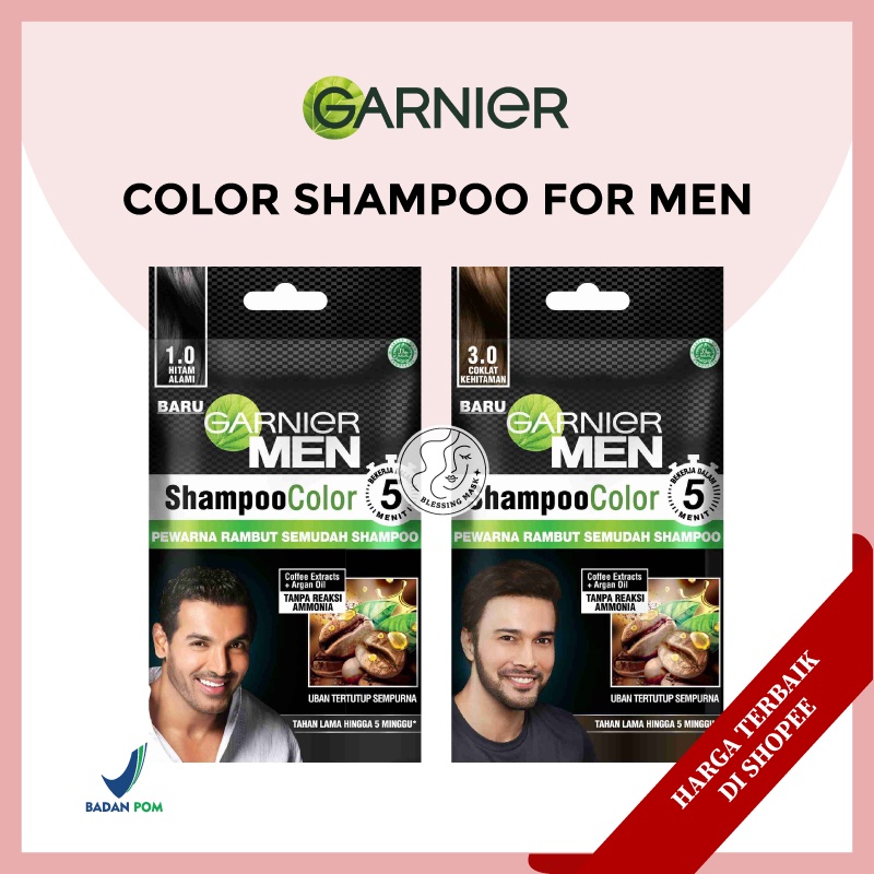 Garnier Men Shampoo Hair Color - 1 Sachet | Men's Hair Dye Shampoo ...