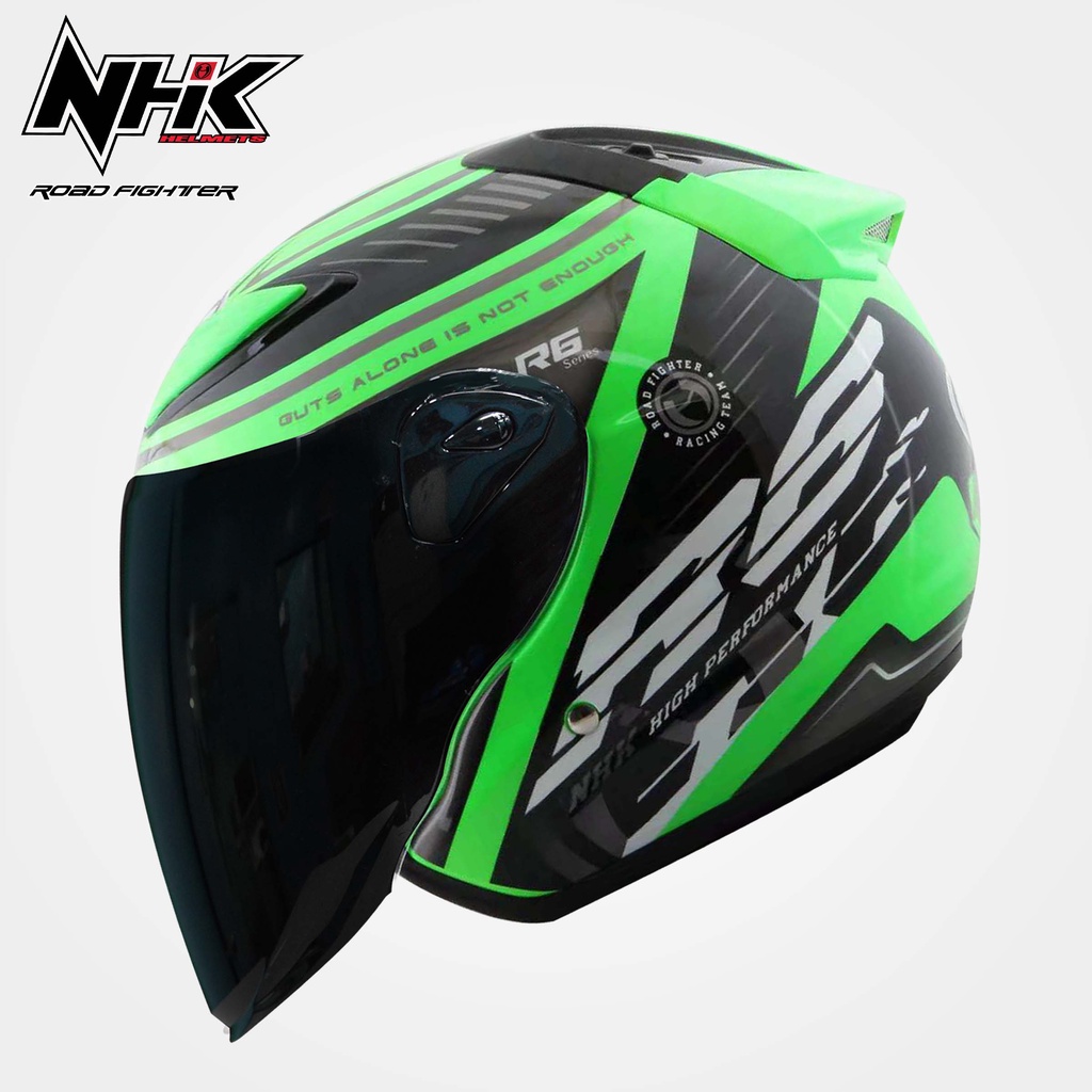 NHK HELMET R6 RACER X HALF FACE SILVER VISOR WITH FREE NHK ARMSLEEVES ...