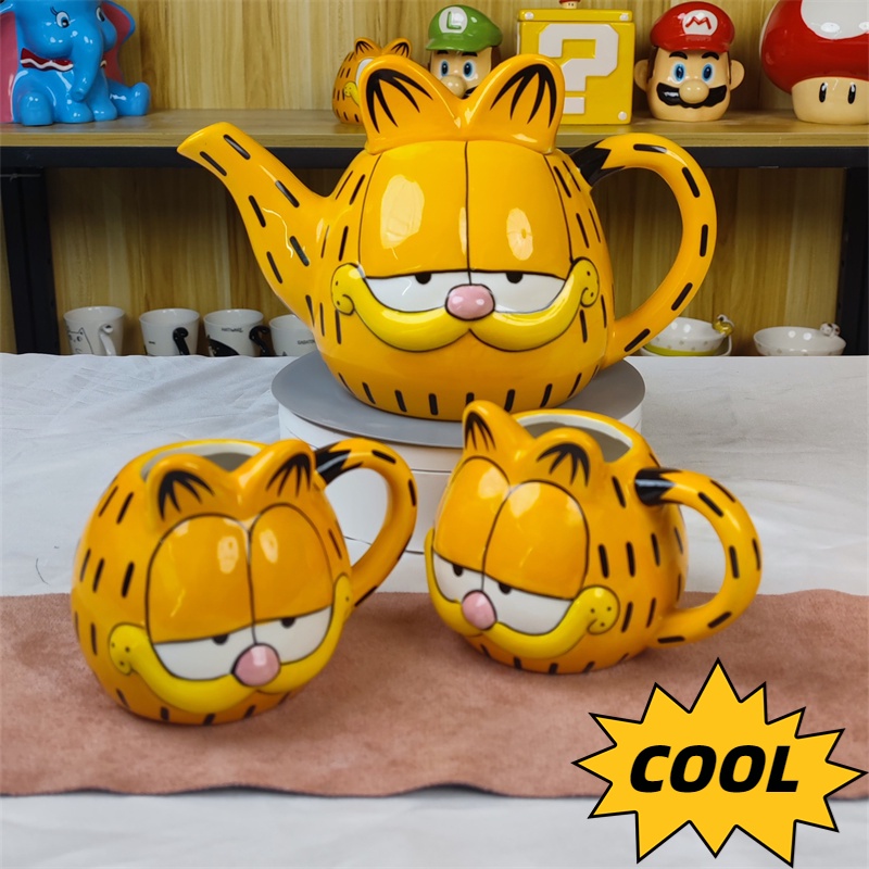 Graby2025 Garfield 3D Shaped Ceramic Teapot Teacup Water Cup Set ...