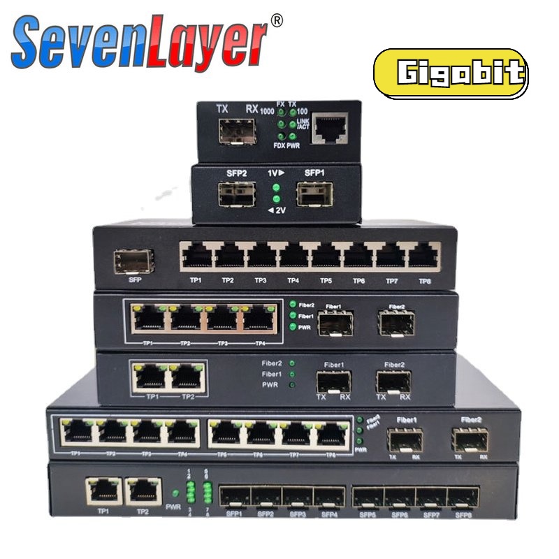 Gigabit Network SFP Fiber switch 1000Mbps SFP media converter Ethernet Switch 1G1E 2G2E 2G4E ...