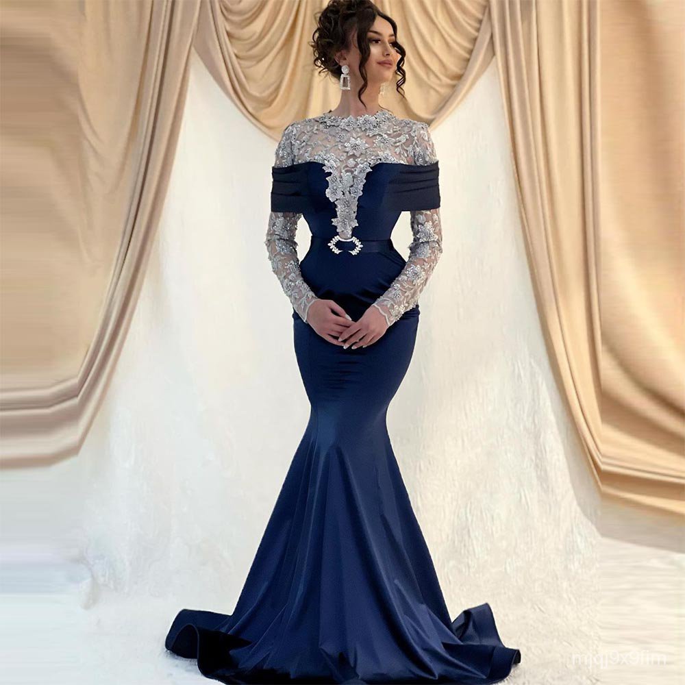 Xijun Luxury Lace Appliques 3d Flowers Beadings Satin Mermaid Prom