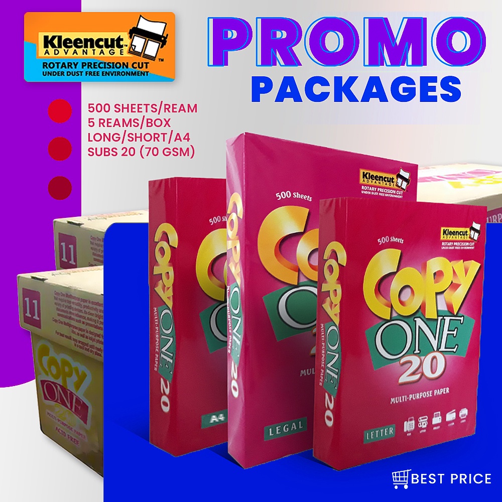 1Box COPY ONE Bond Paper 70gsm (Short - A4 - Long) | Shopee Philippines