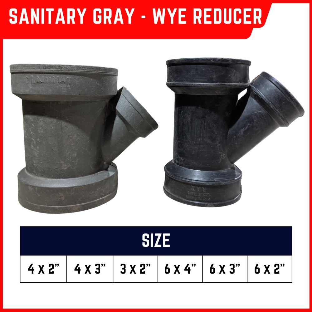 Sanitary PVC Fittings Gray Wye Reducer (Sizes: 4x2", 4x3", 3x2") Sold ...