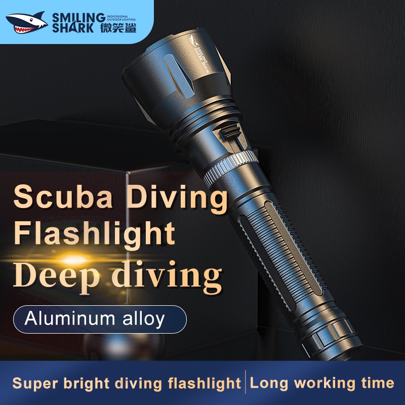 Smiling Shark Original Diving Flashlight IPX8 Waterproof Dive Light Led ...