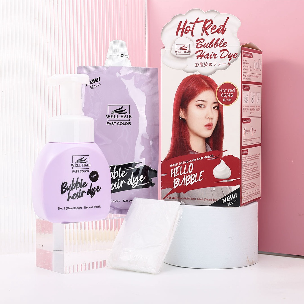 Well Hair 2-in-1 Coloring and Protection Bubble dyeing（Ash,Red,Blue ...