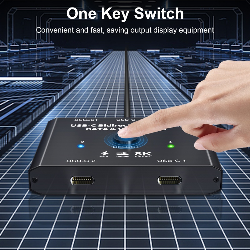 100w Usb C Two Way Switcher Type C Splitter 2x1 1x2 Bi Direction Kvm Data Video Switcher 8k For