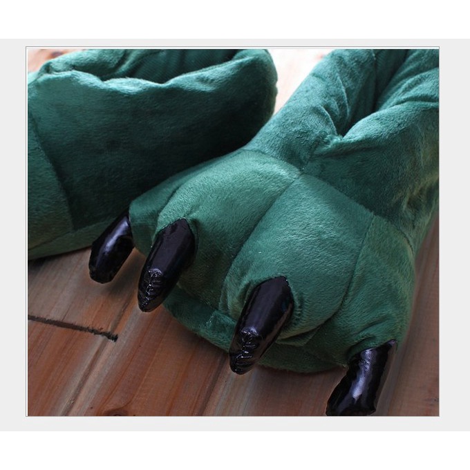 Animal Cartoon Monster Foot Slippers For Winter Dinosaur Claw Plush ...