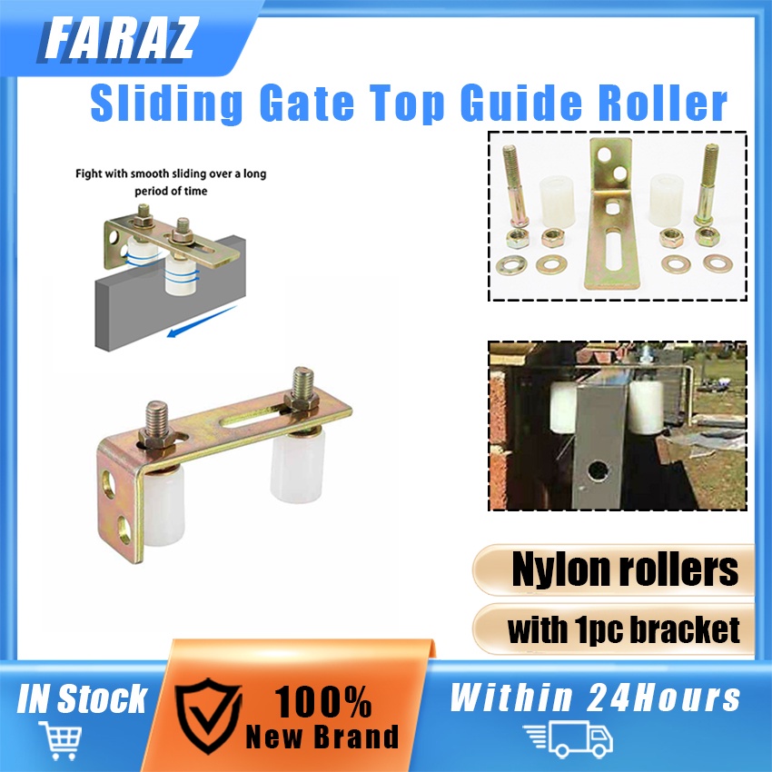Sliding Gate Top Guide Wheel Nylon Roller with 1pc L bracket 2pcs Nylon ...
