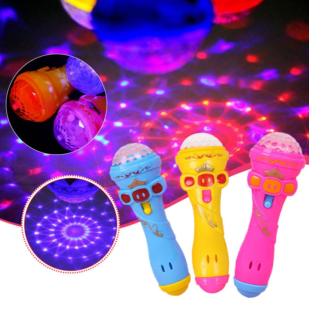 Kids Toy LED Light Flashing Projection Microphone Torch Shape Kids Boy ...