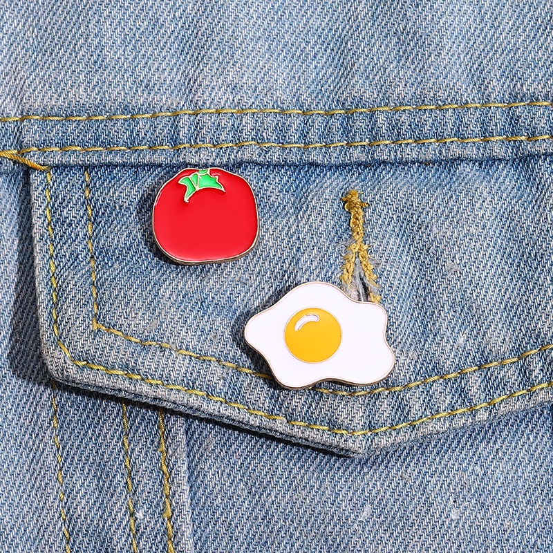 Tomato Scrambled Eggs Enamel Pins Custom Mini Food Brooches Lapel ...