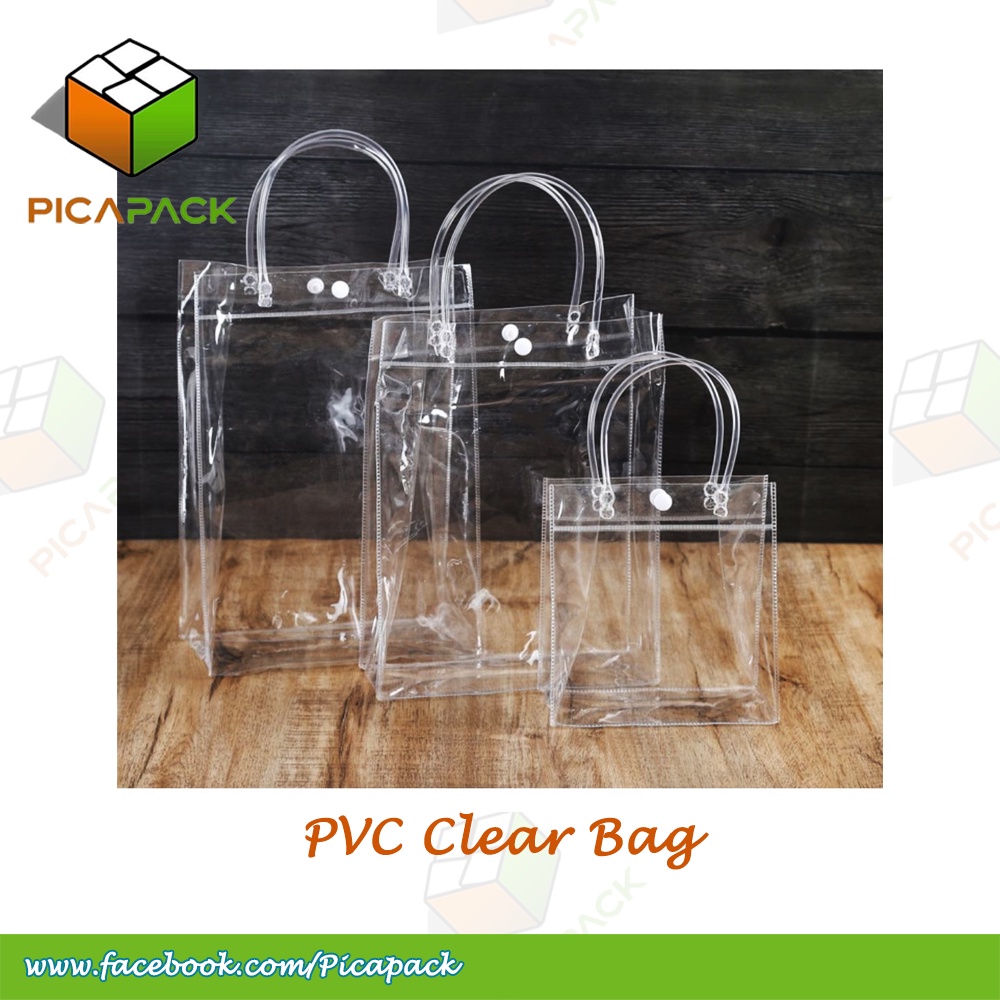 1pc PVC Clear Bag/ Tote bags/ Transparent PVC bag with handle/ gift bag ...