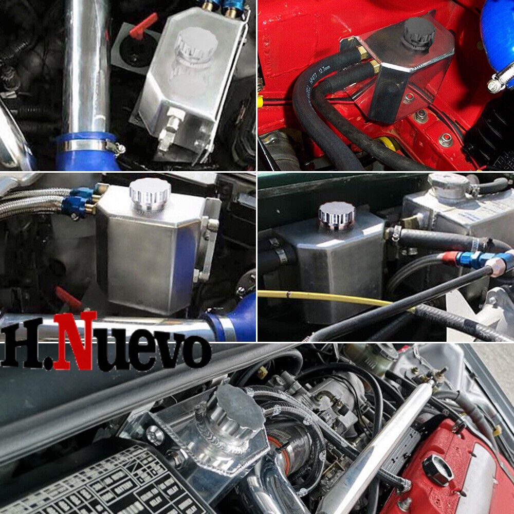 Universal Fuel Tank 1L Polished Radiator Overflow Tank Can Header Water ...