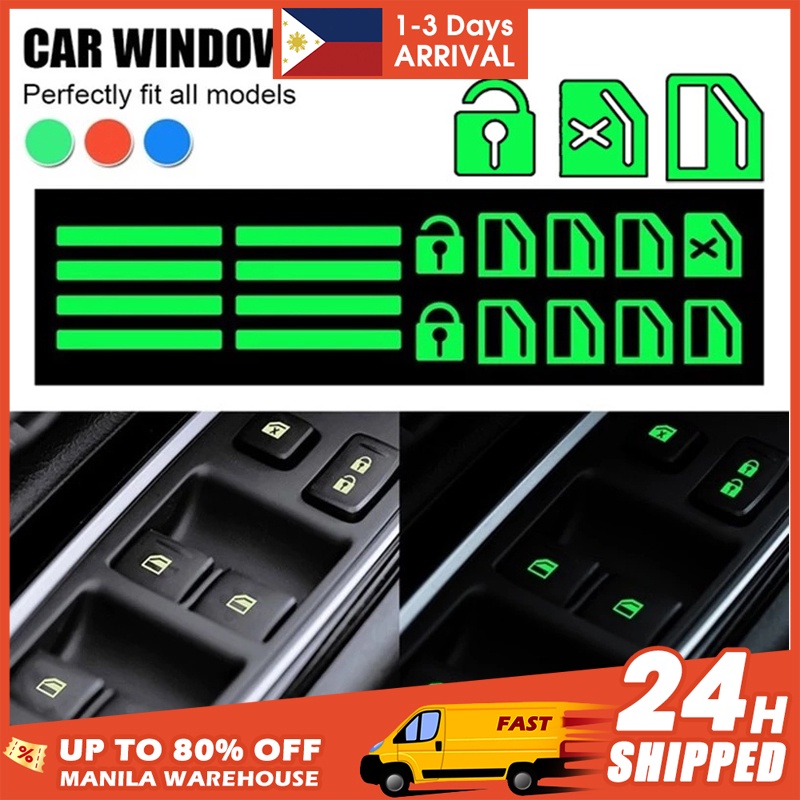 Car Window Door Switch Button Luminous Sticker Control Panel ...