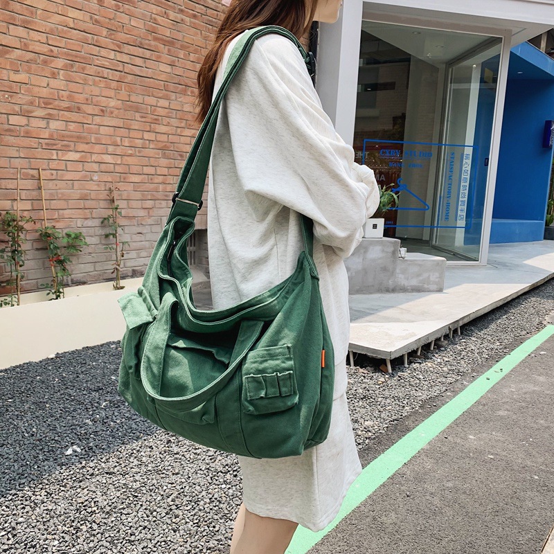 Washed canvas bag women's men's new tote bag fashion casual handheld ...