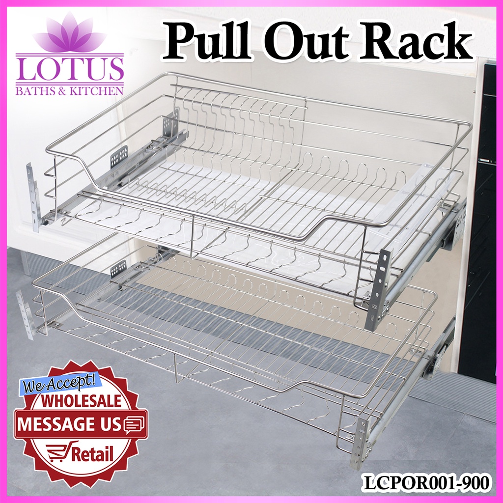 Lotus Baths LCPOR001 86x42x13cm 2-Tier Wire Basket Pull Out Shelf ...
