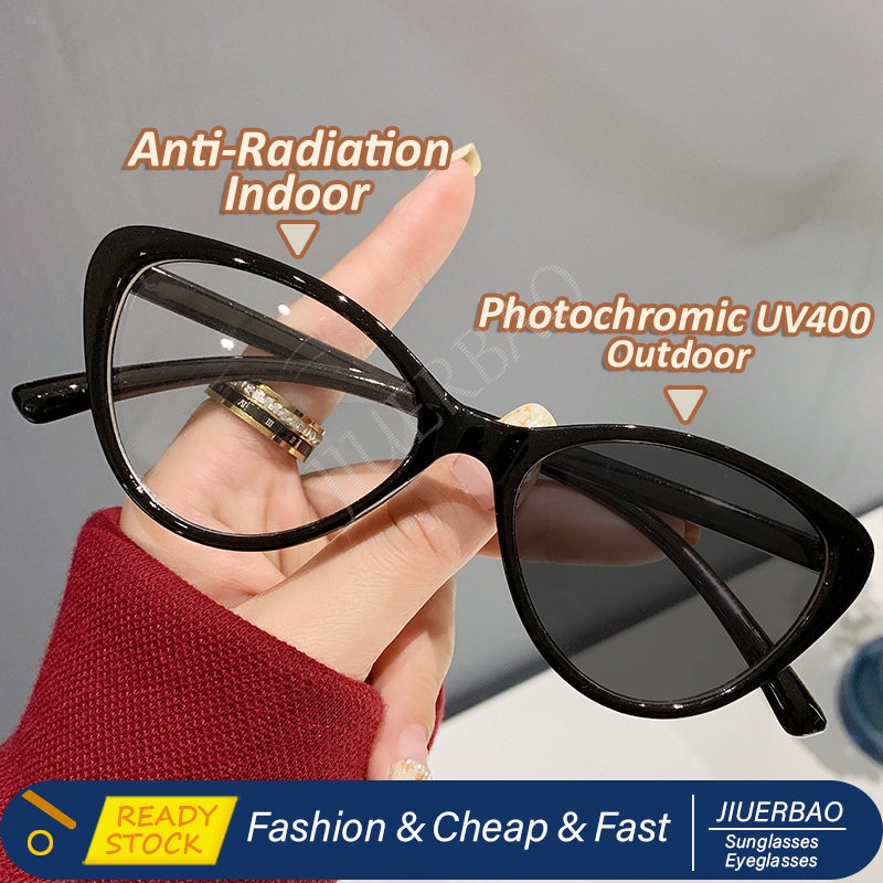 Photochromic Anti Radiation Glasses for Women Men Korean Cats Eye ...