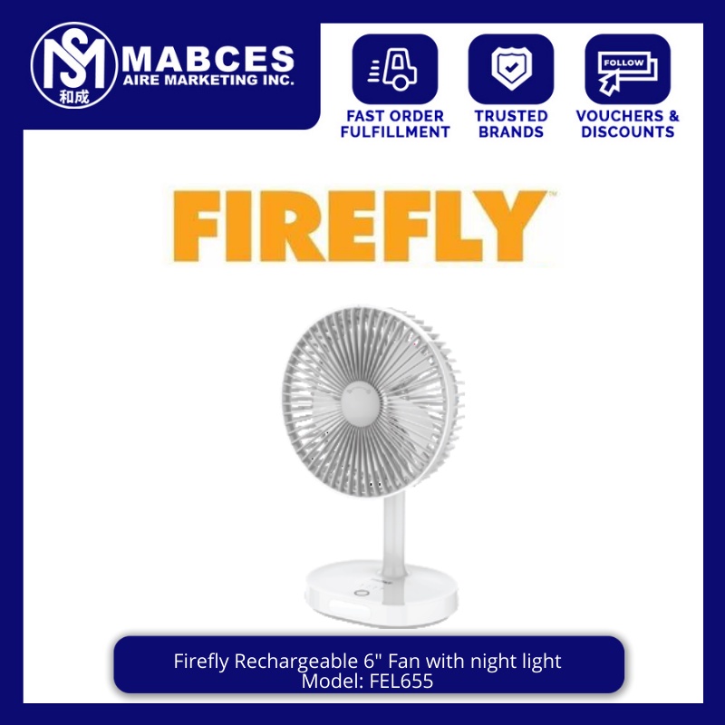 Firefly Rechargeable 6'' Fan with Night Light FEL655 | Shopee Philippines