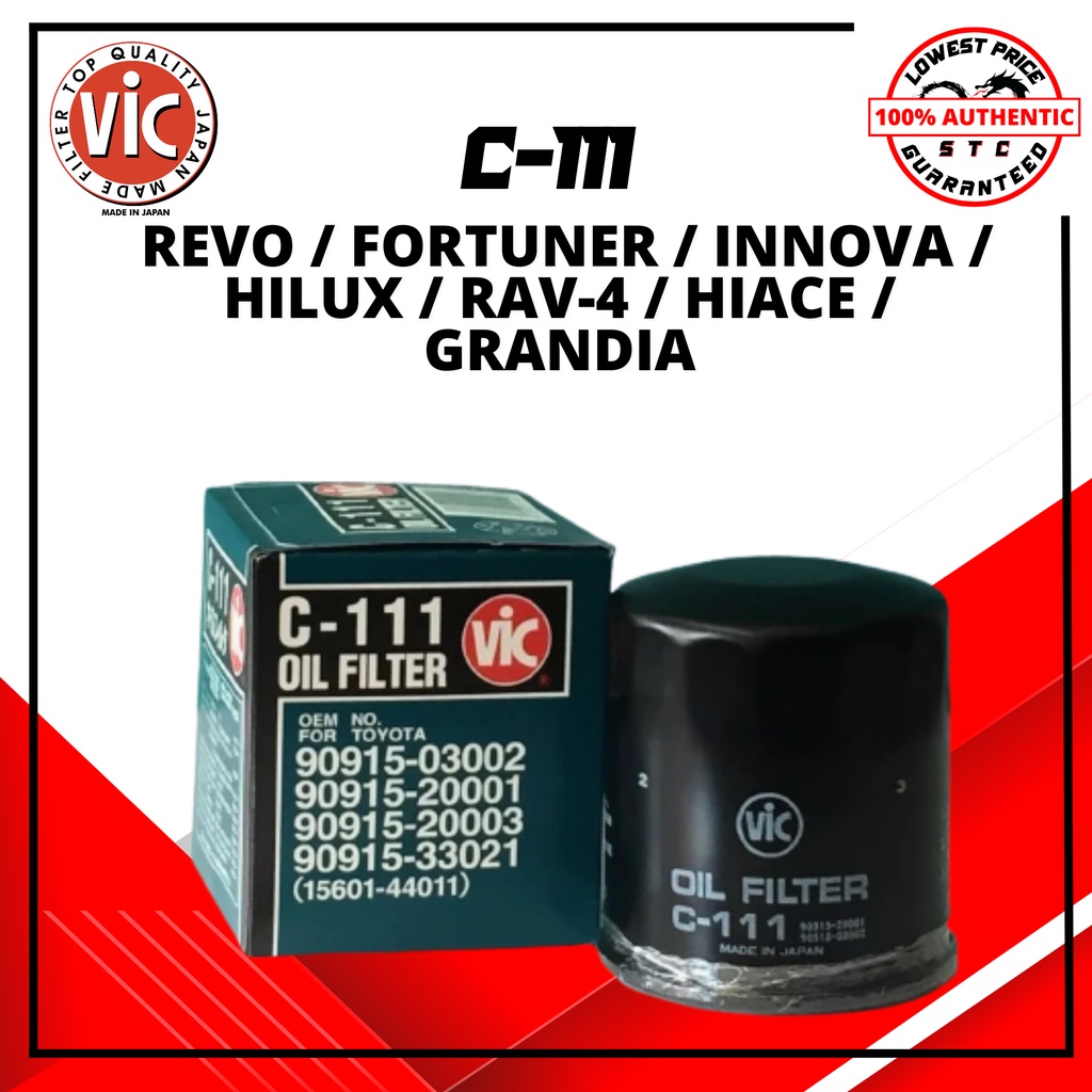 Vic Oil Filter C-111 REVO FORTUNER INNOVA HILUX RAV-4 HIACE GRANDIA ...