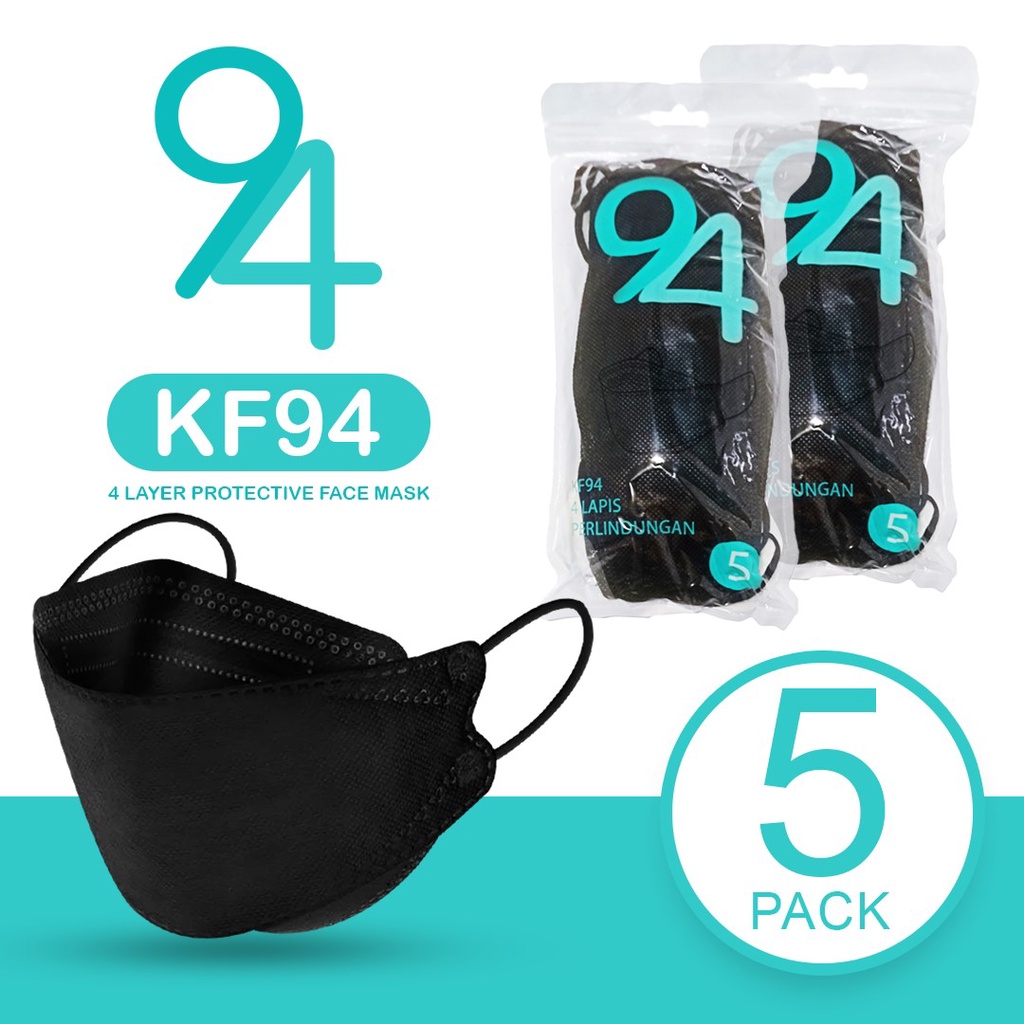 94 KF94 Facemask 4 Layer Protective Disposable 3D Korean Style Black 50 ...