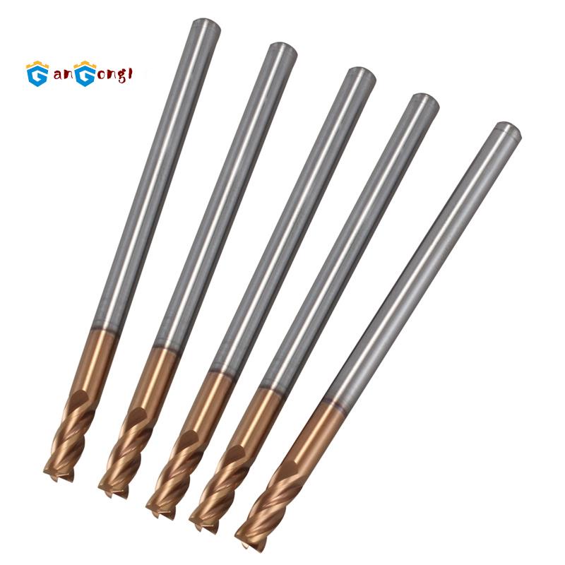 5PCS 3mm Solid Carbide Endmills Endmill D3X8XD4X50L 4Flute Side Milling ...