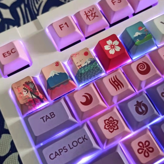 5PCS PBT Keycap Snow Mount Fuji For Mechanical Keyboard Sublimation ...