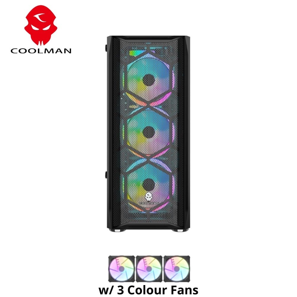 COOLMAN Aurora Gaming Case with 3x120MM RGB Fans | Shopee Philippines