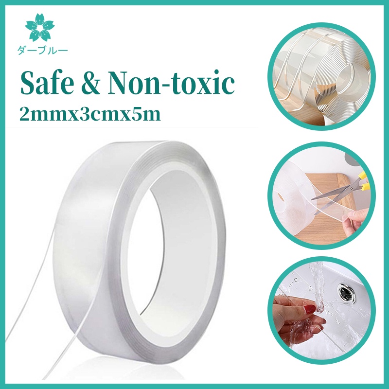 5M Nano Double Sided Tape Heavy Duty Transparent Adhesive Strips Non ...