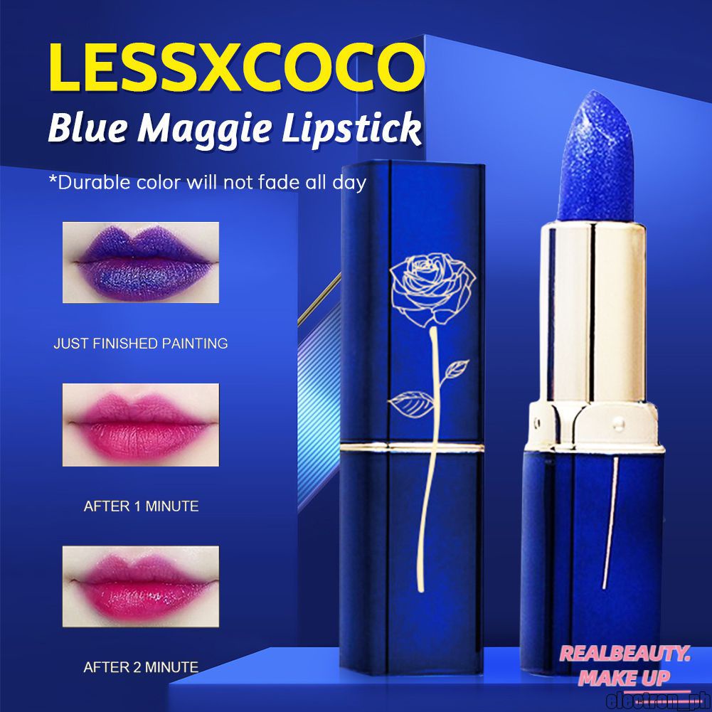 LESSXCOCO Temperature Changing Lipstick Gradient Blue Rose Non-stick ...