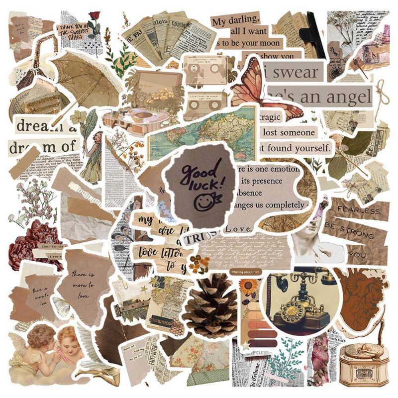 TC069 - 50 Pcs Vintage Sticker Waterproof Vinyl Graffiti Decals ...