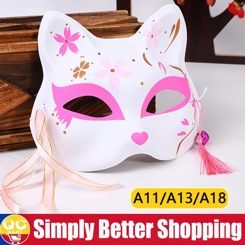 Janpanese Anime Fox Masks Half Face Cat Mask Masquerade Festival Ball ...
