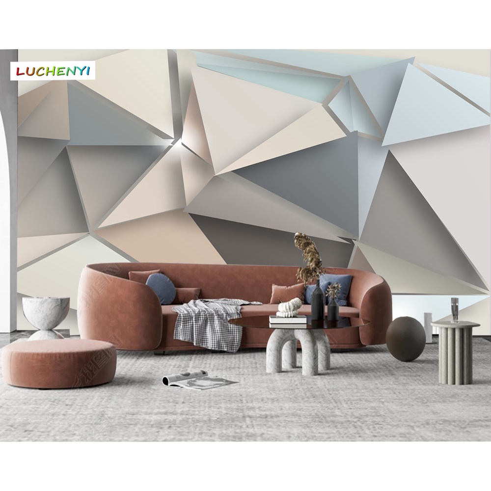 Custom Modern geometry Triangular wallpaper living room tv wall bedroom ...