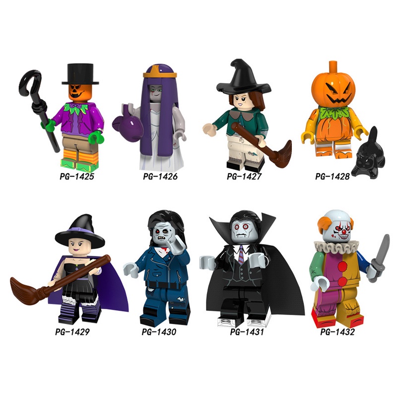 Mini Horror figures Building Block Scarecrow Wedding Ghosts Pumpkin Man ...