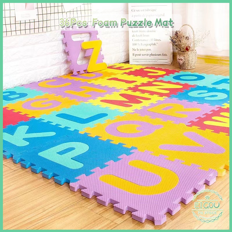 36Pcs EVA Foam Puzzle Mat Number Alphabet Baby Educational Play Mat ...