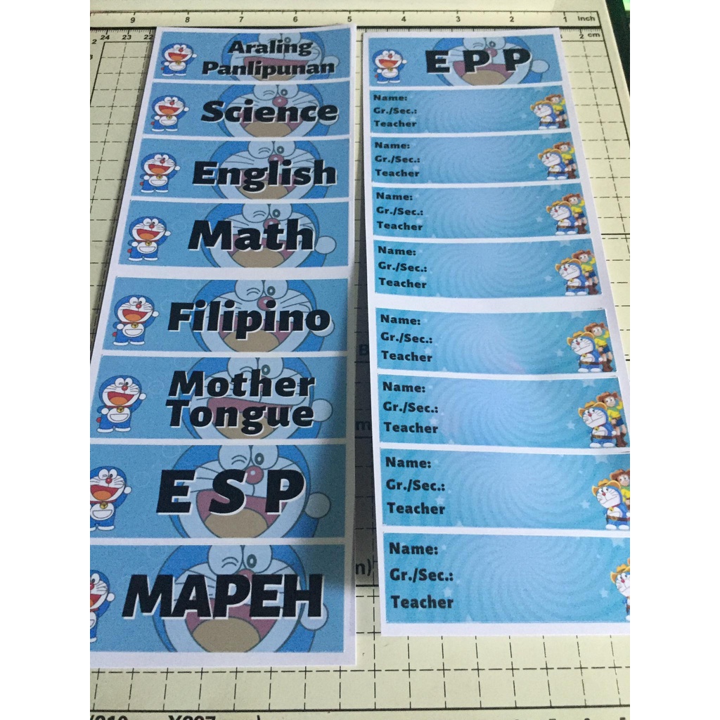 DORAEMON THEMED |LOWER GRADES SUBJECT AND NAME STICKER SET | Shopee ...