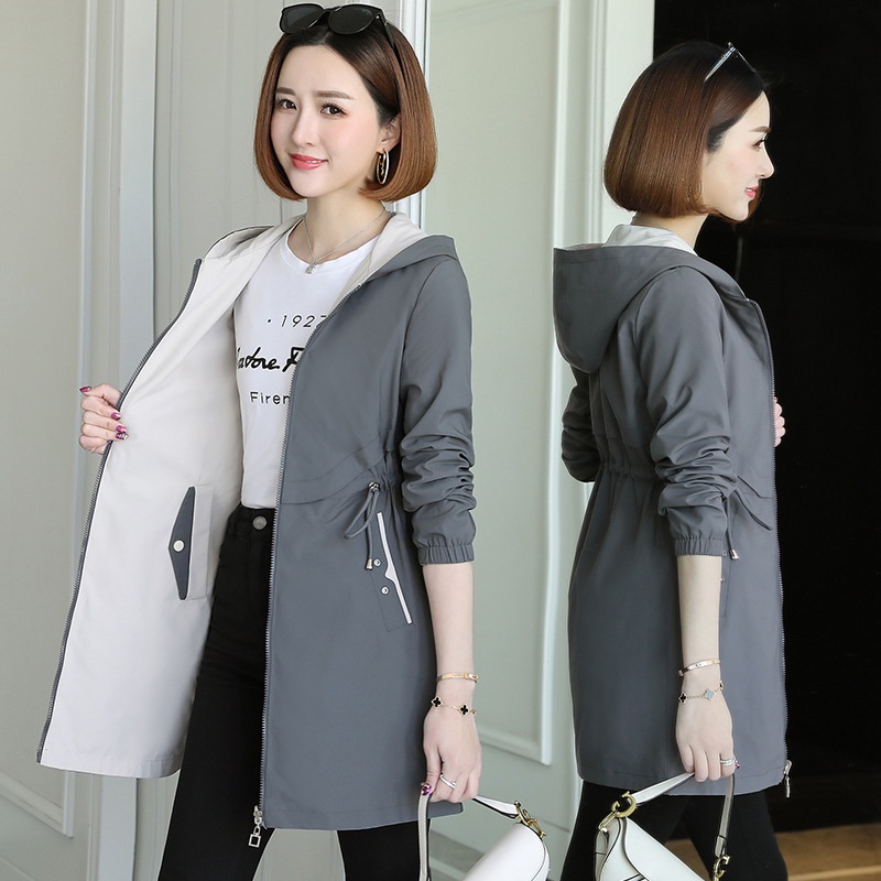 Women long spring and autumn windbreaker Double-Sided Trench Coat ...
